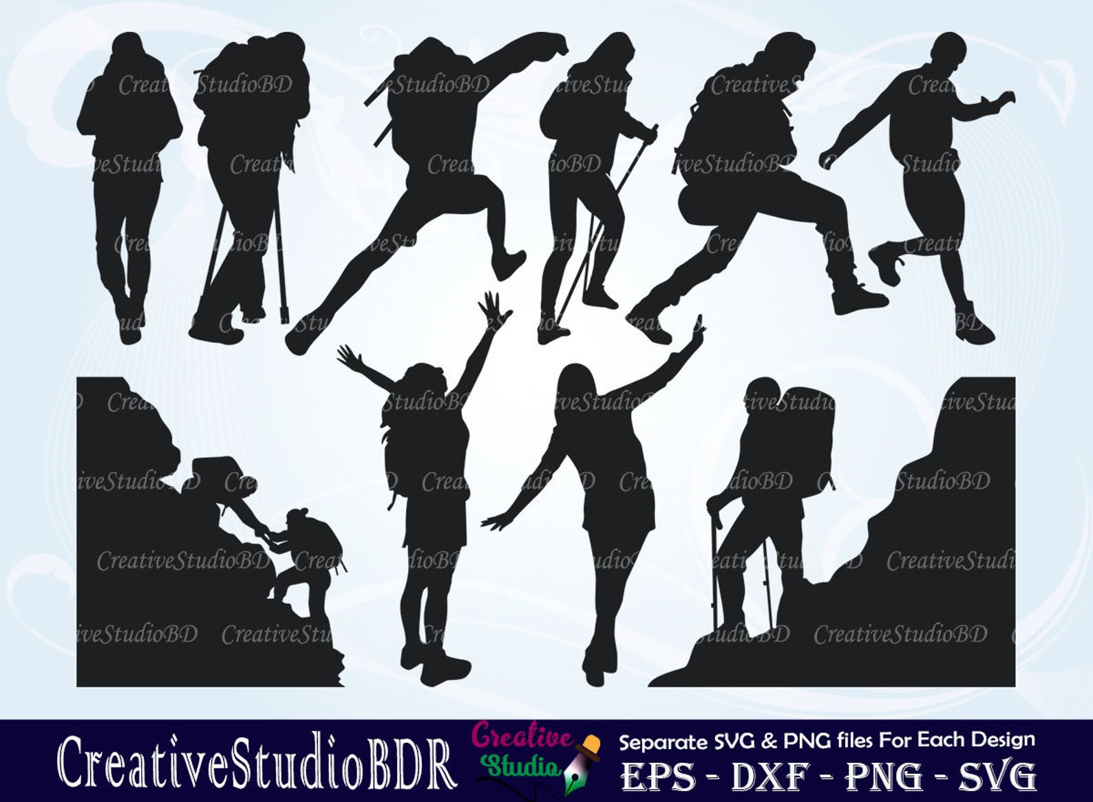Hiking SVG Bundle, Hike Girl Svg, Female Hiker Svg, Man Hiking Svg ...