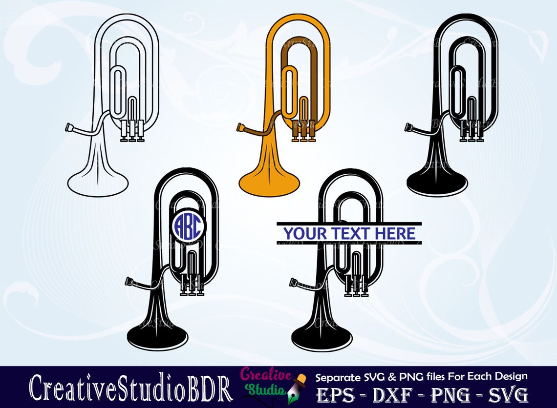 Baritone SVG Cut File, Tuba Svg, Jazz Svg, Baritone Frame, Baritone ...