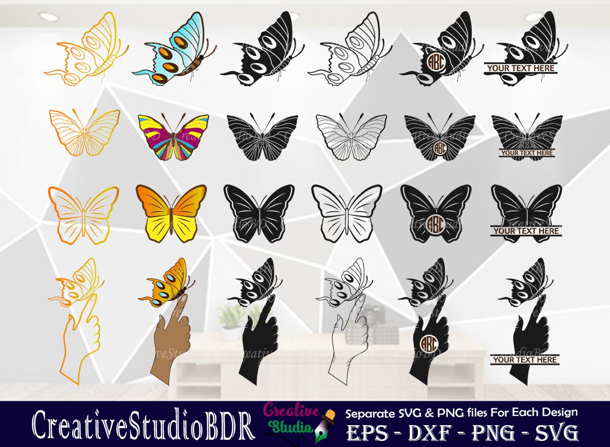 Butterfly SVG Bundle Butterfly With Hand Svg Butterfly Wing - Etsy
