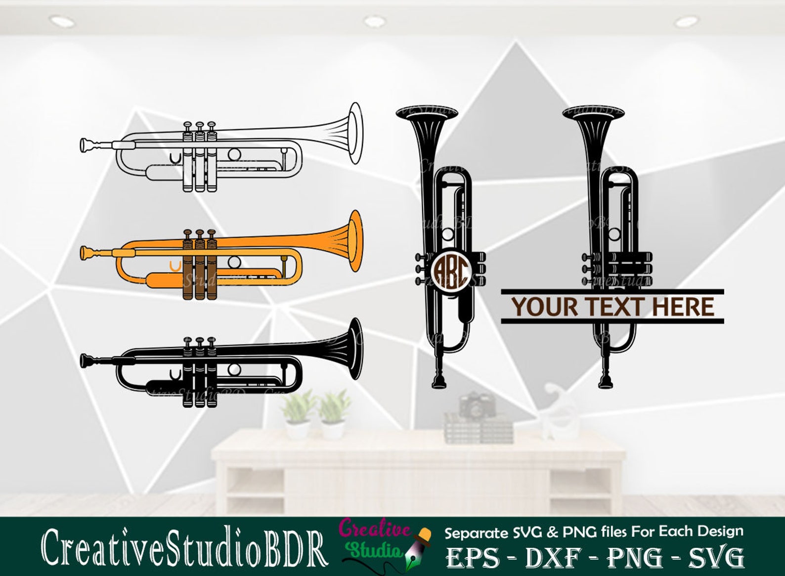 Trumpet SVG Cut File Band Svg Jazz Svg Trumpet Frame - Etsy