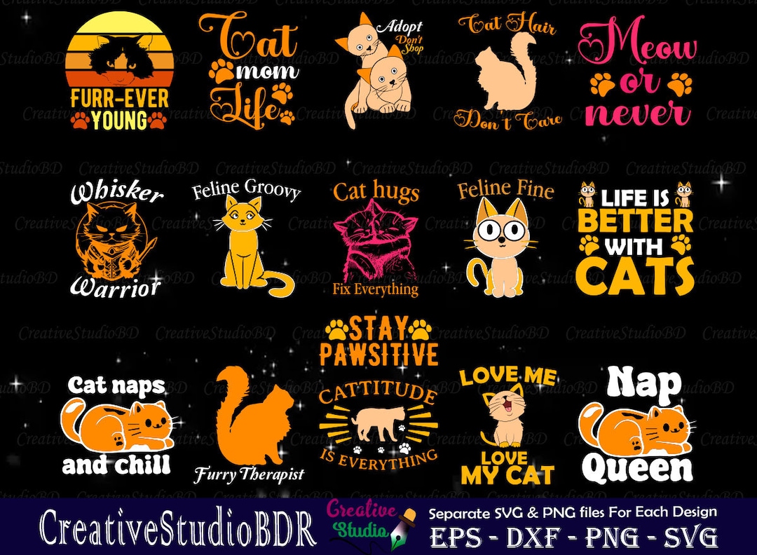 Cat SVG Bundle, Cute Cat Svg, Crazy Cat Love Svg, Cat Magic Svg, Funny ...