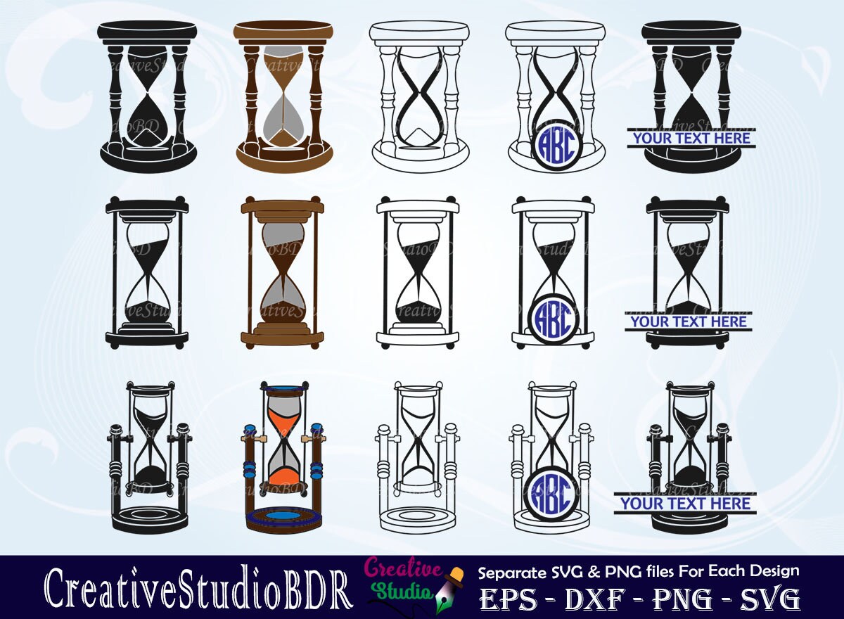 Hourglass SVG Bundle, Sand Time Svg, Sand Clock Svg, Time Counter ...