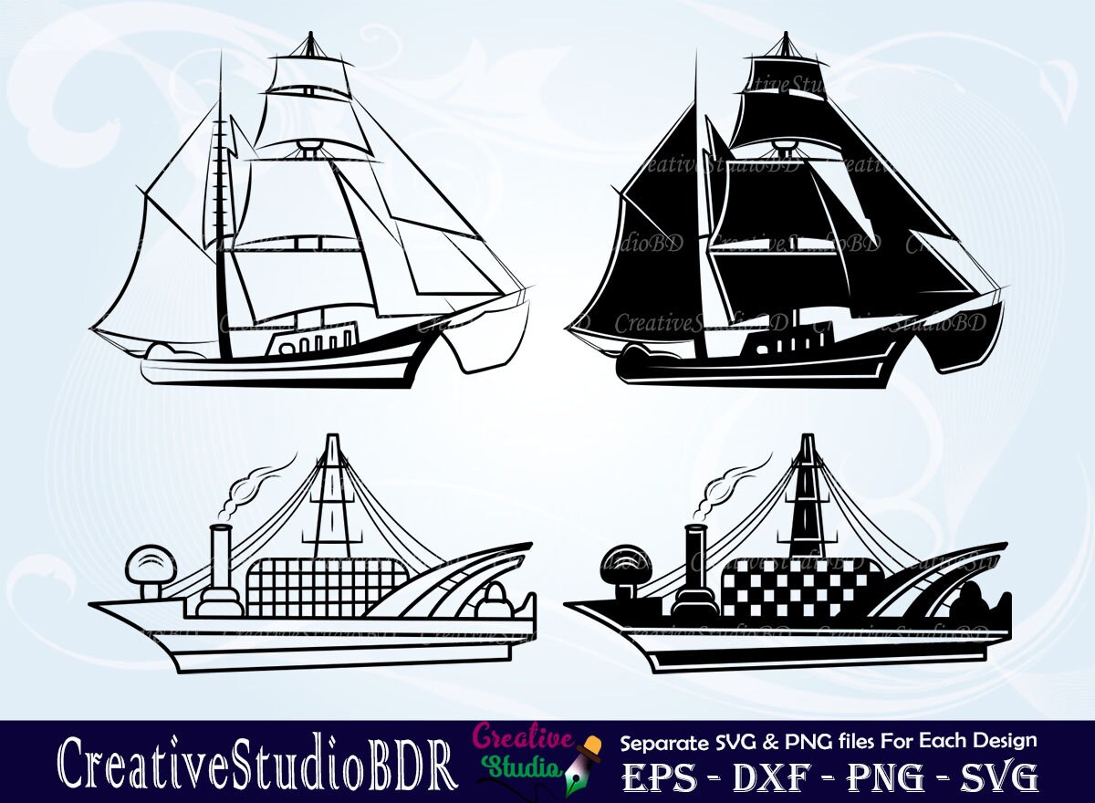 Sailboat SVG Bundle Cut File, Ship Svg, Nautical Svg, Vessel Svg ...