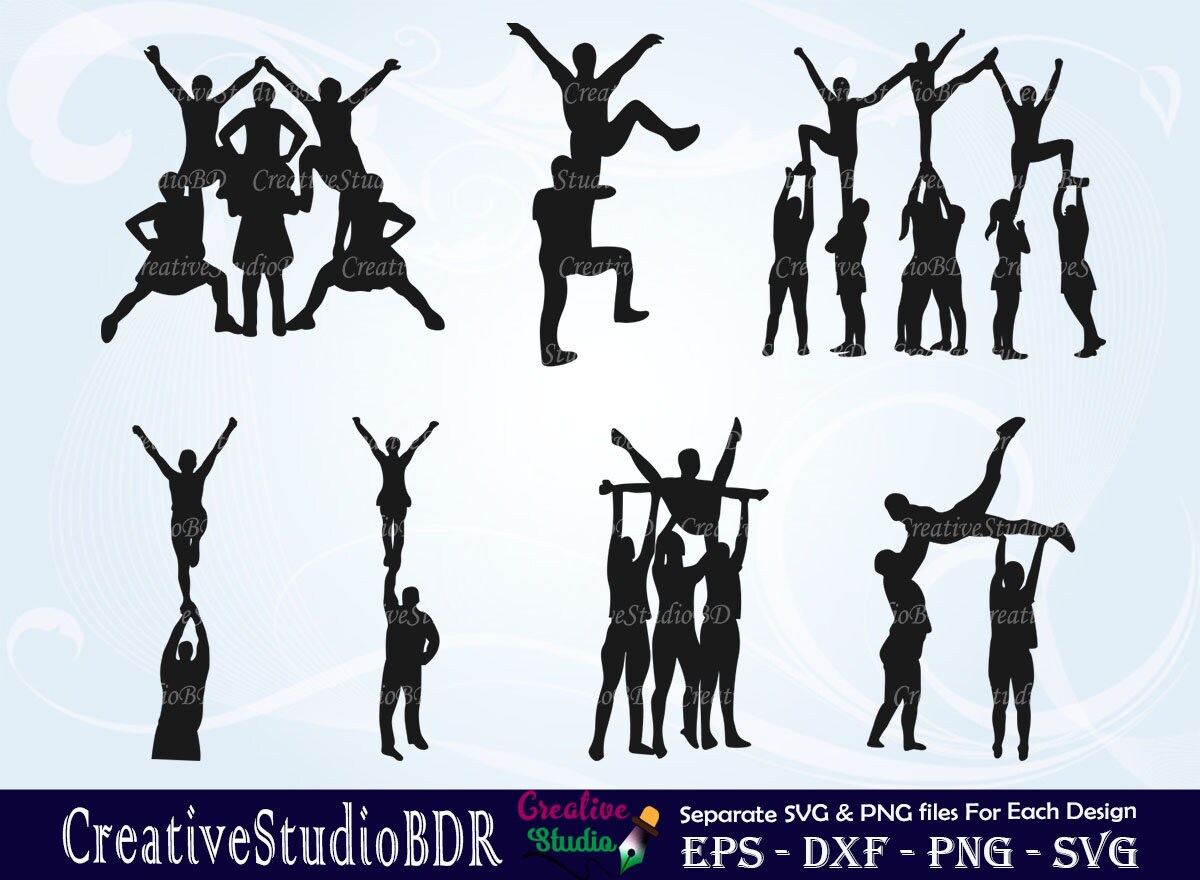 Male Cheer Stunt Clipart