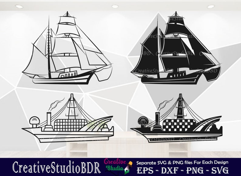 Sailboat SVG Bundle Cut File Ship Svg Nautical Svg Vessel - Etsy