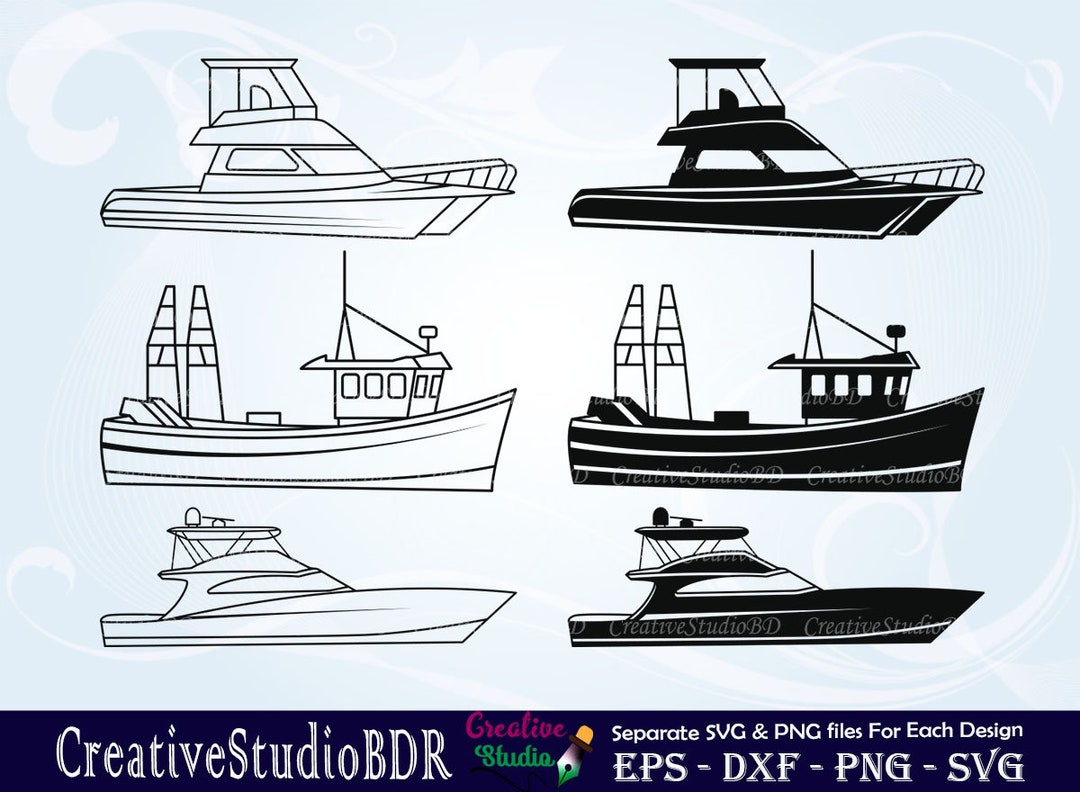 Fishing Boat SVG Bundle Cut File, Bass Fishing Svg, Boat at Lake Svg ...