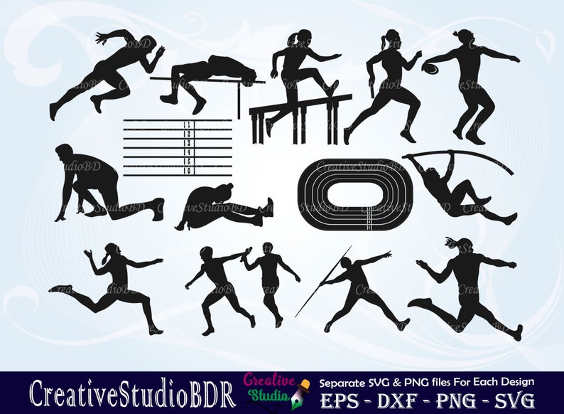 Track and Field SVG Bundle, Track and Field Silhouette, Cross Country ...