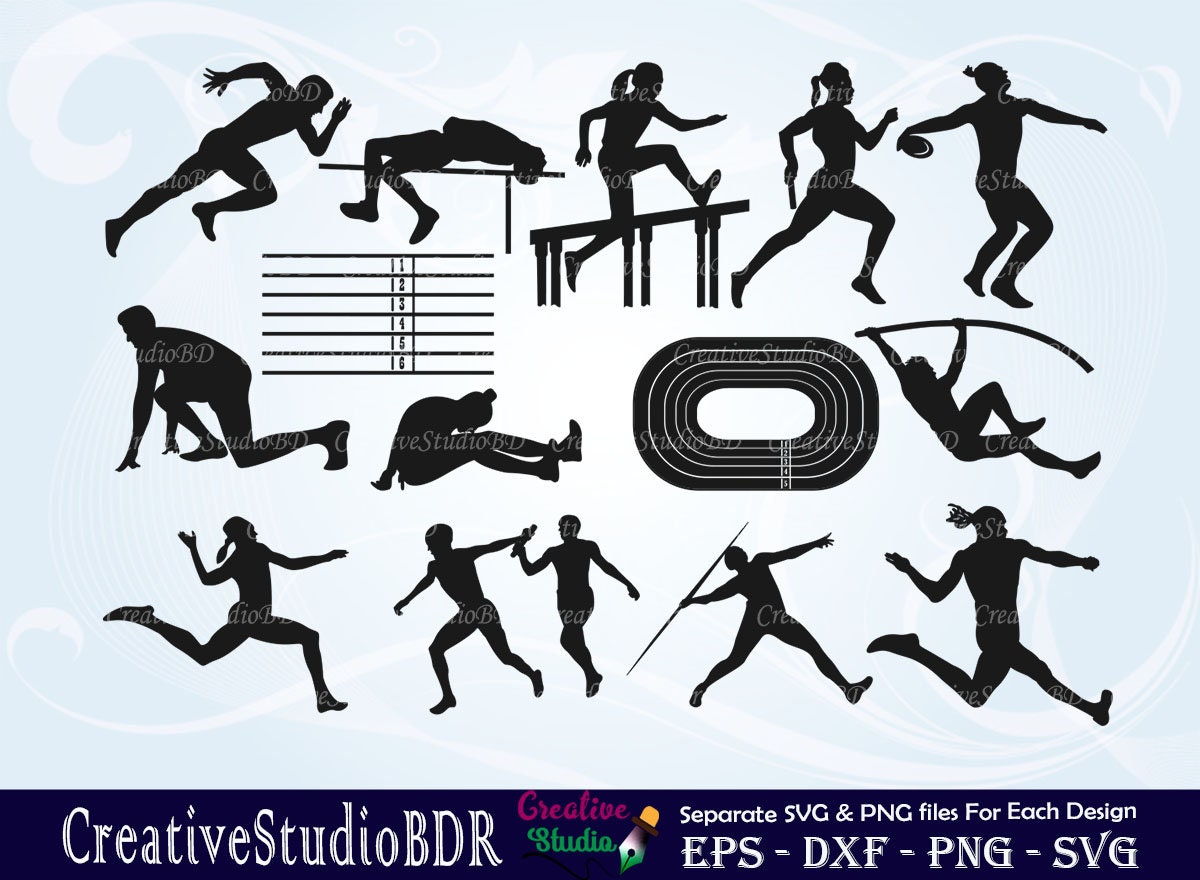 Track and Field SVG Bundle, Track and Field Silhouette, Cross Country ...
