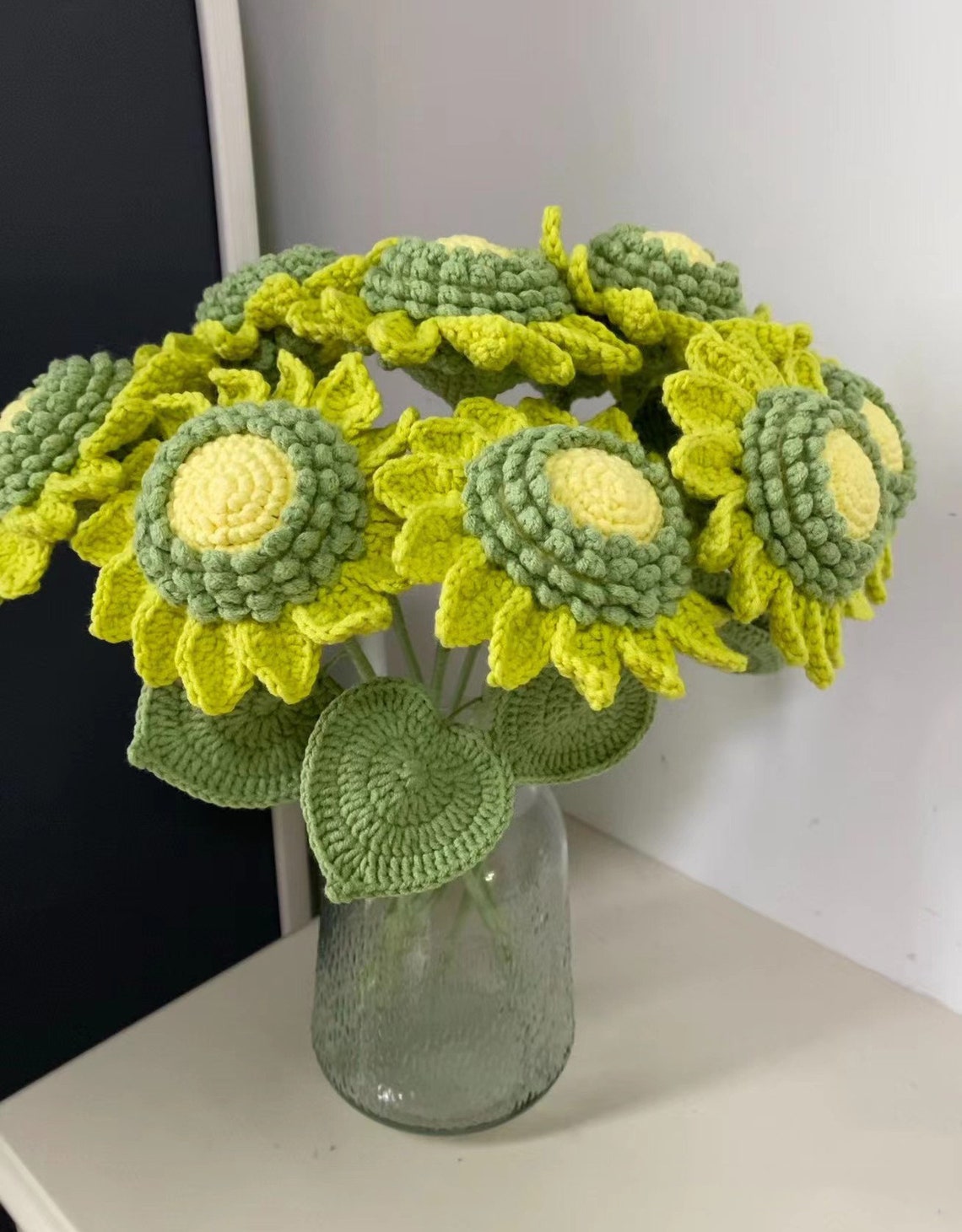 Green Crochet Sunflower / Crochet Flowers / Knit Sunflower / - Etsy