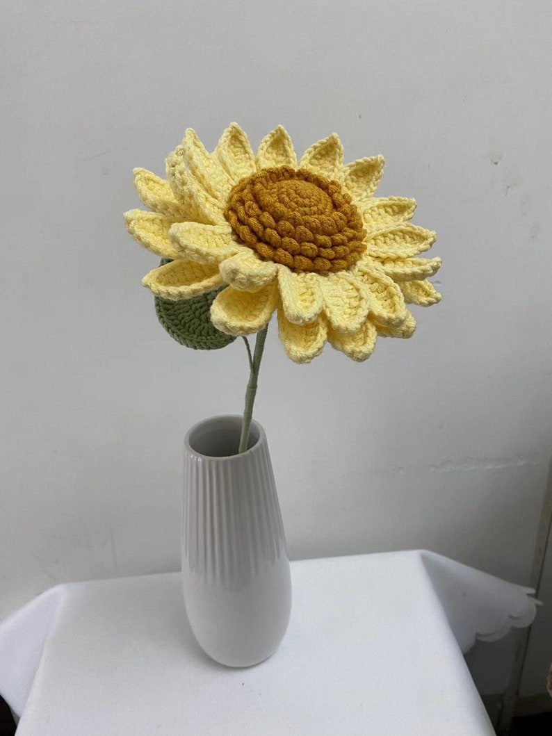 Yellow Crochet Sunflower / Crochet Flowers / Knit Sunflower / - Etsy
