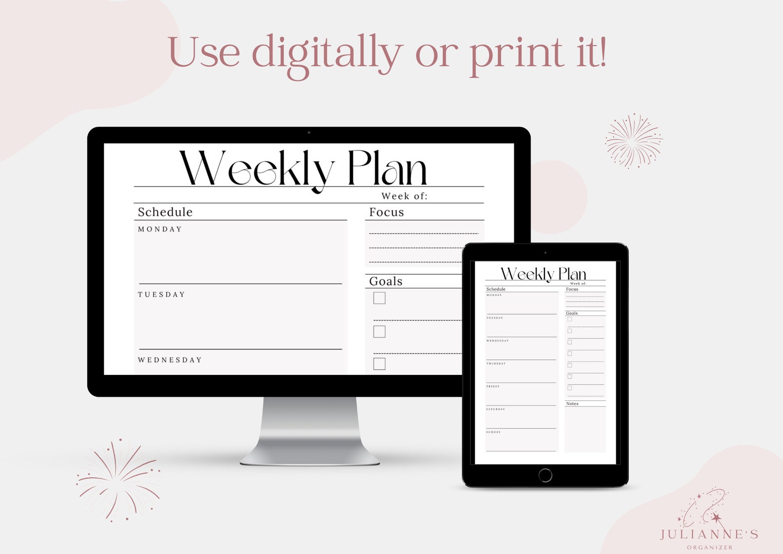 Weekly Planner Minimalist Printable & Digitally Instant Download A4/A5 ...