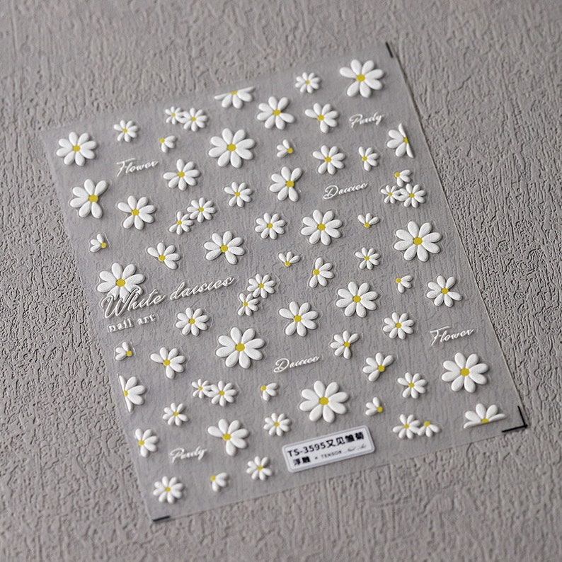 Daisy Embossed Flower Pattern Design Nail Deco Sticker - Etsy
