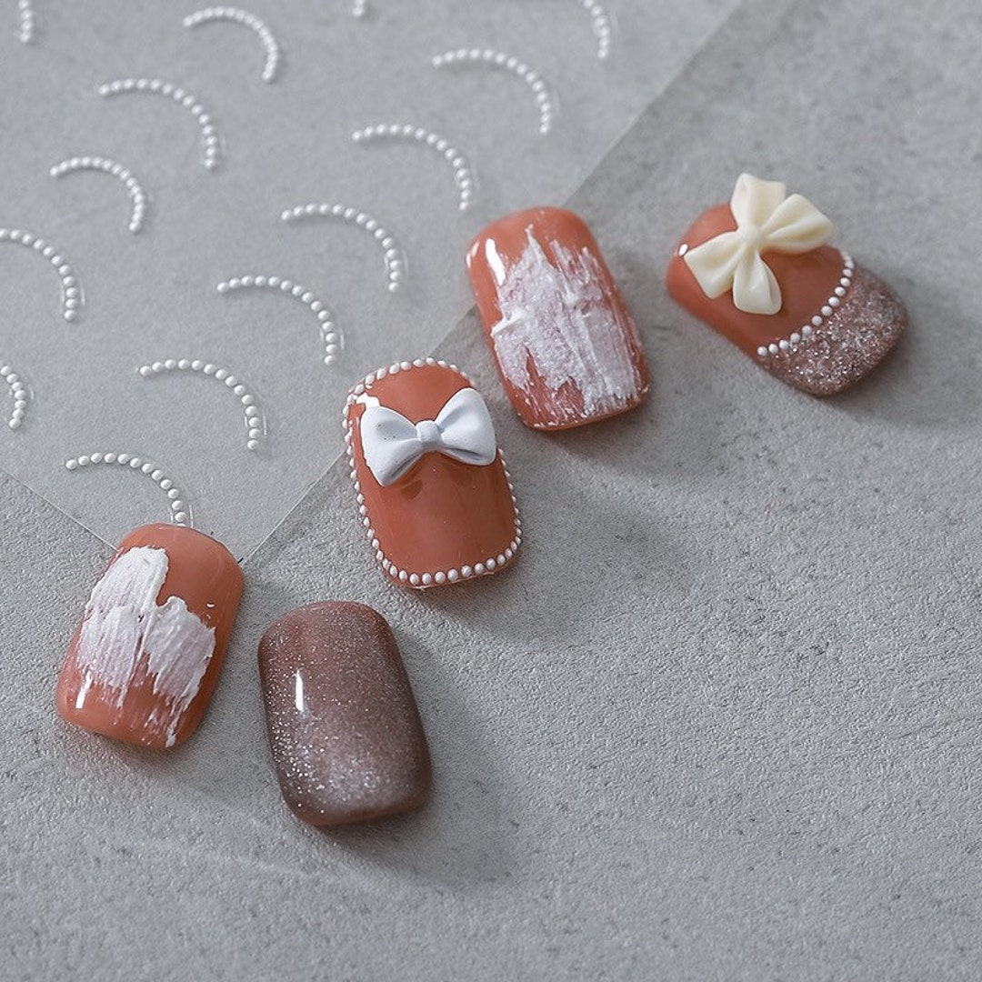 White Mini Dot Embossed Pattern Design Nail Deco Sticker - Etsy