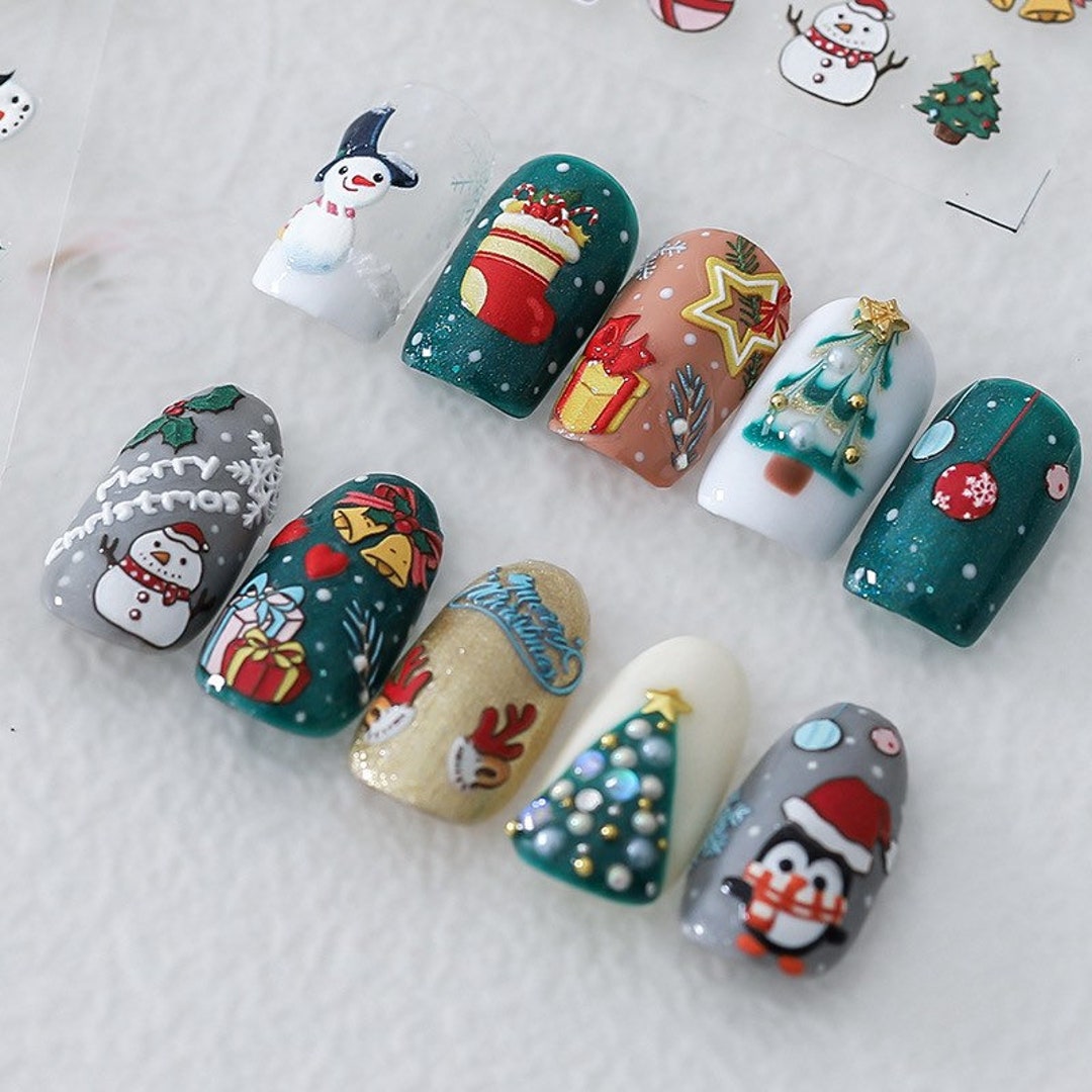 3D Christmas Santa Embossed Sweater Pattern Design Nail Sticker - Etsy