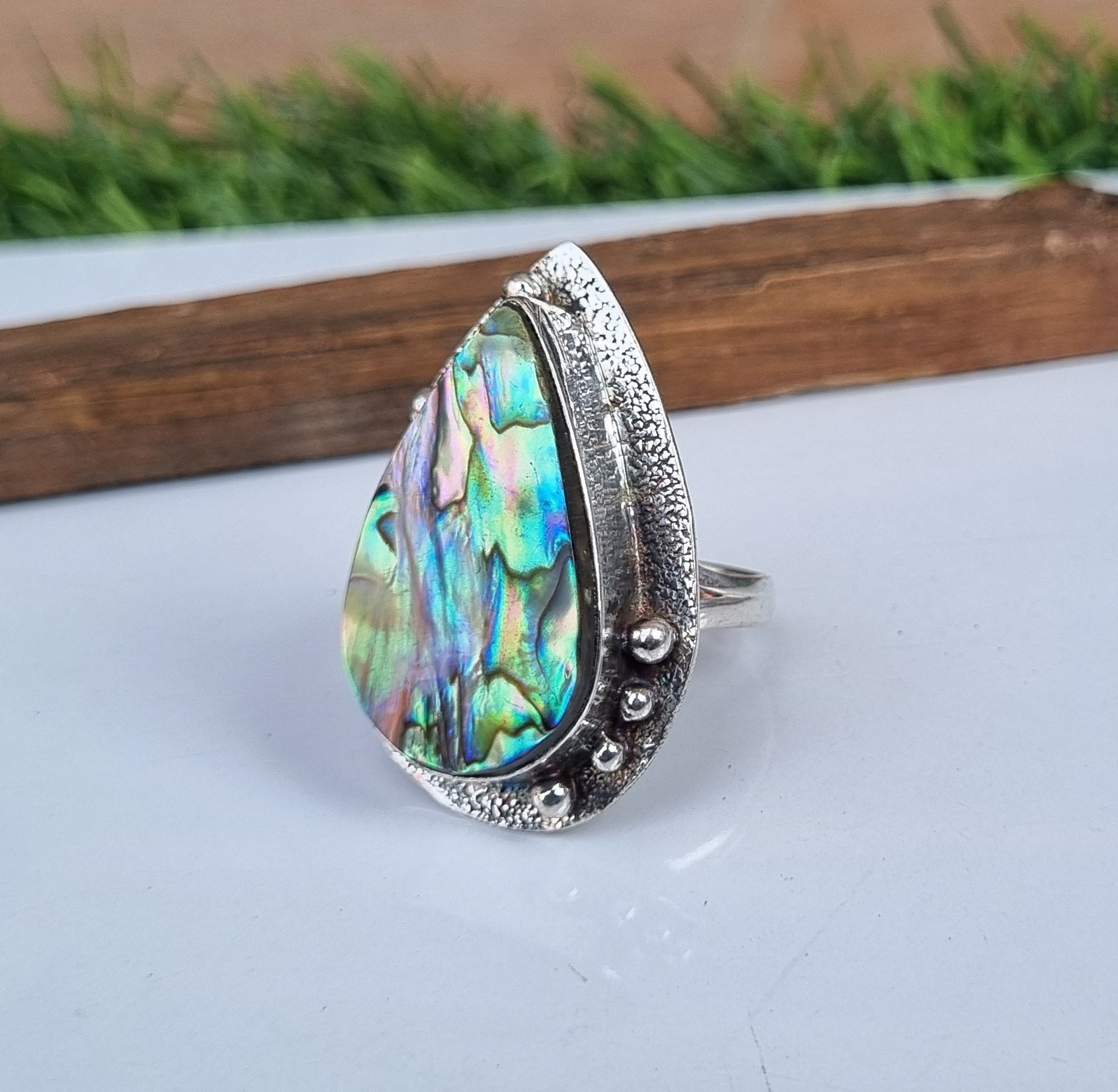 Abalone Shell Ring, 925 Sterling Silver Ring, Gemstone Ring, Handmade ...