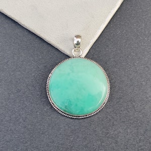 Natural Chrysoprase Pendant, 925 Sterling Silver Gemstone Pendant ...
