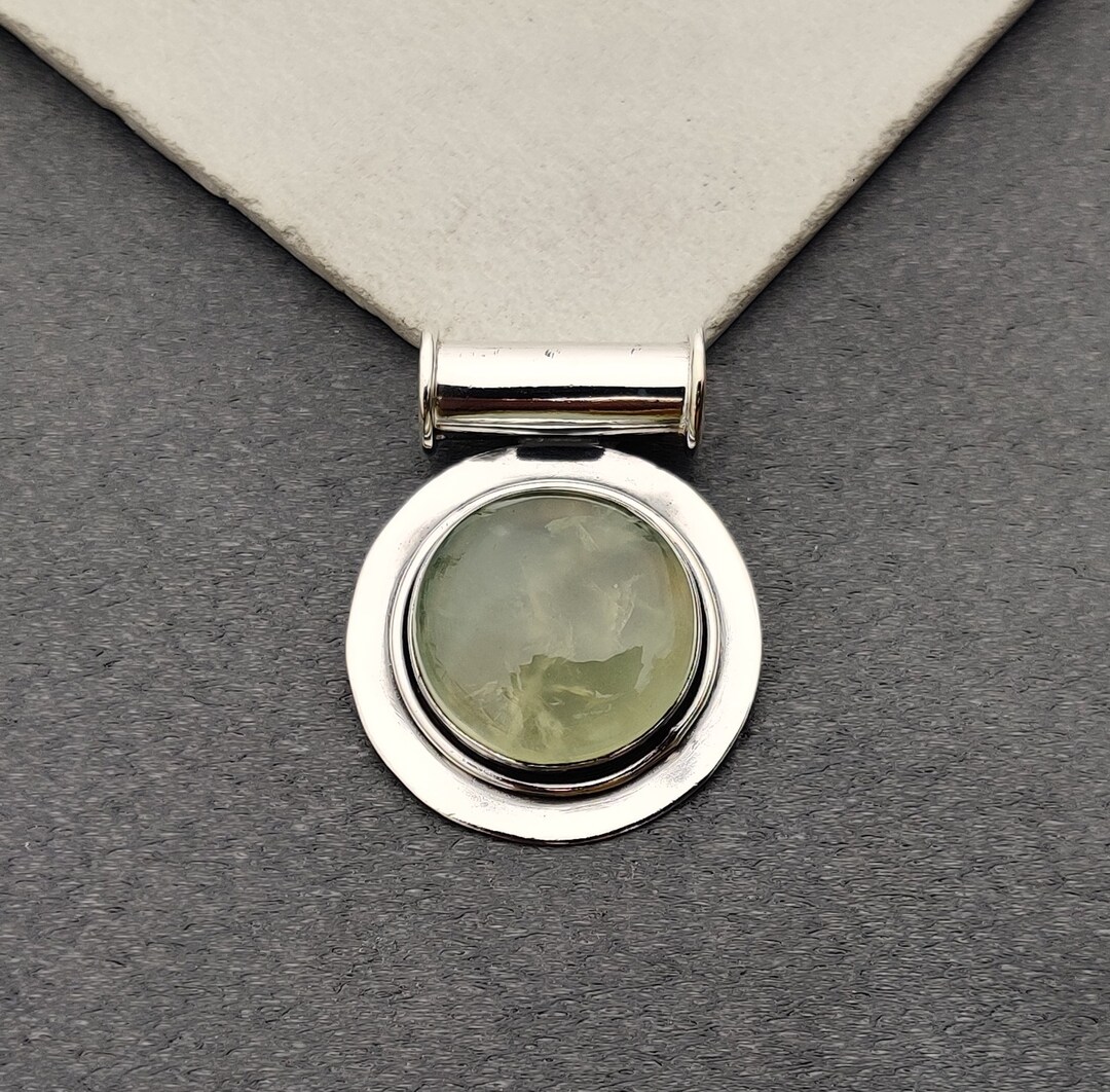 Natural Prehnite Pendant, 925 Sterling Silver, Gemstone Pendant ...