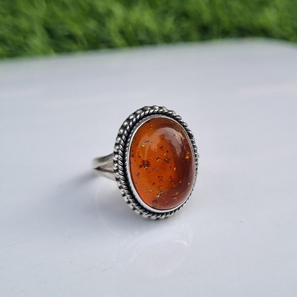 Amber Engagement Ring - Etsy
