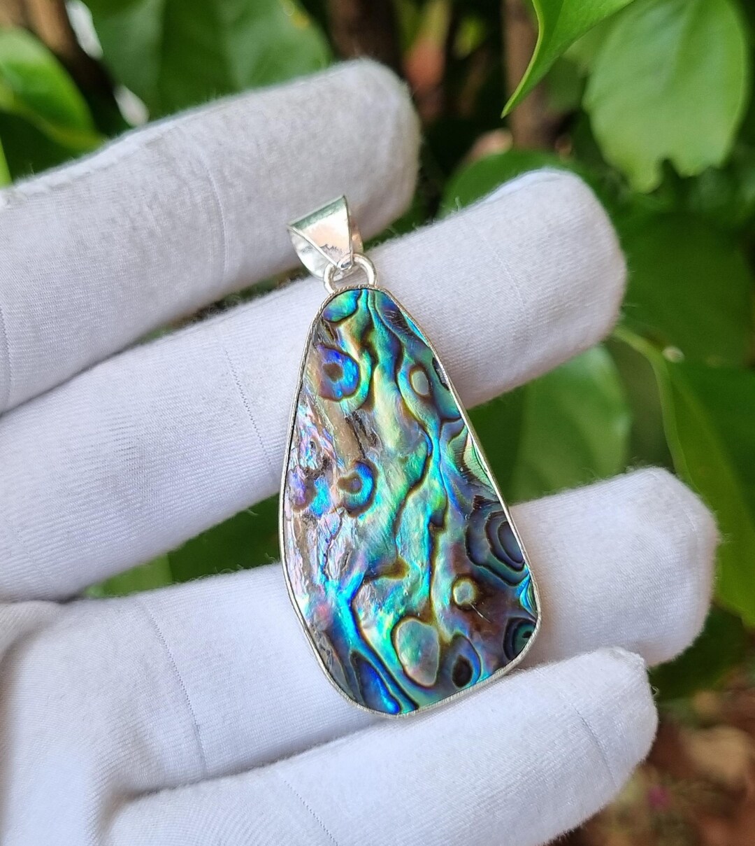 Abalone Shell Pendant, 925 Sterling Silver, Gemstone Pendant, Women ...