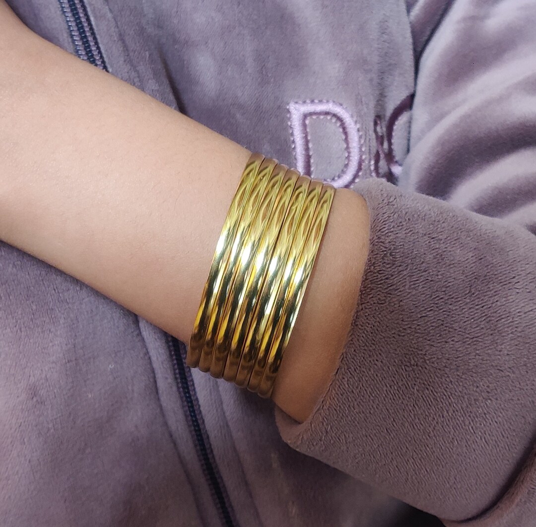 18K Gold Filled Bangles, Stackable Bangle Bracelets for Women ...