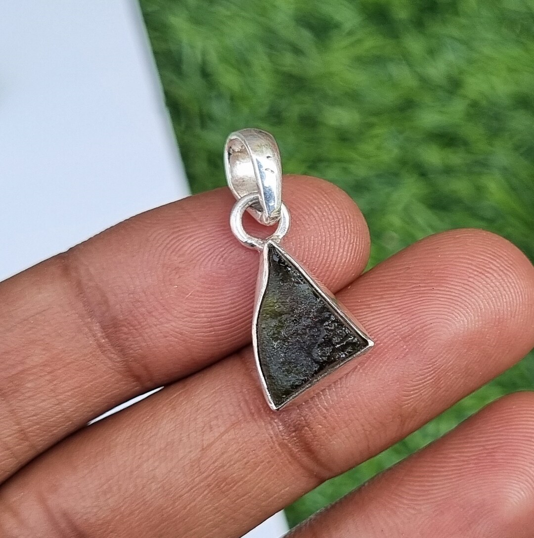 Natural Moldavite Pendant, 925 Sterling Silver, Moldavite Small Pendant ...