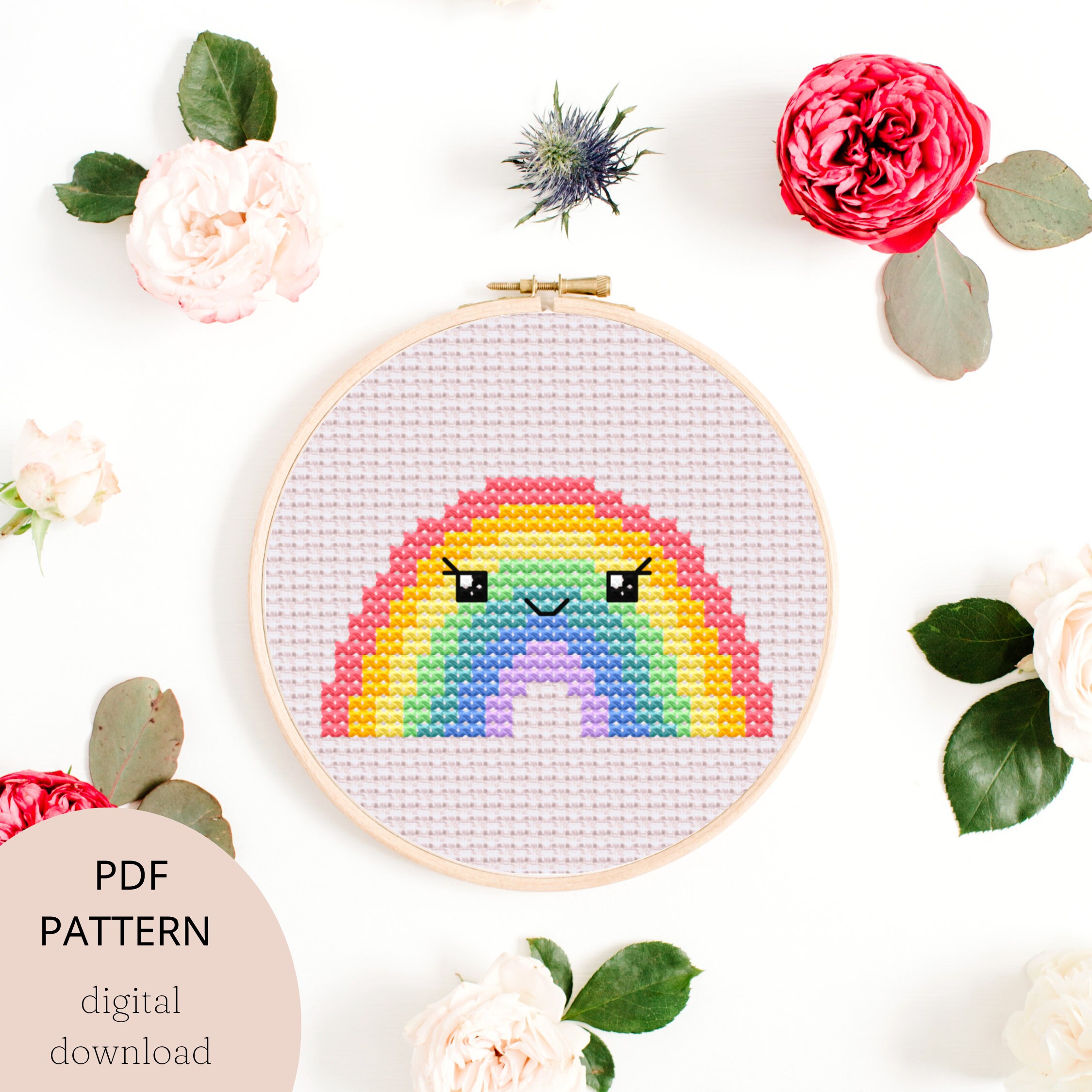 Rainbow Pride Cross Stitch Pattern, Cute Modern Digital Pdf Cross ...