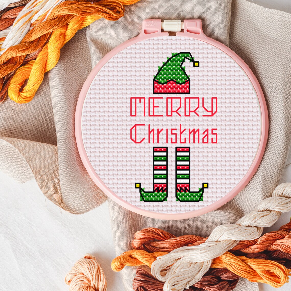 Merry Christmas Elf Cross Stitch Pattern Modern Digital Pdf - Etsy UK