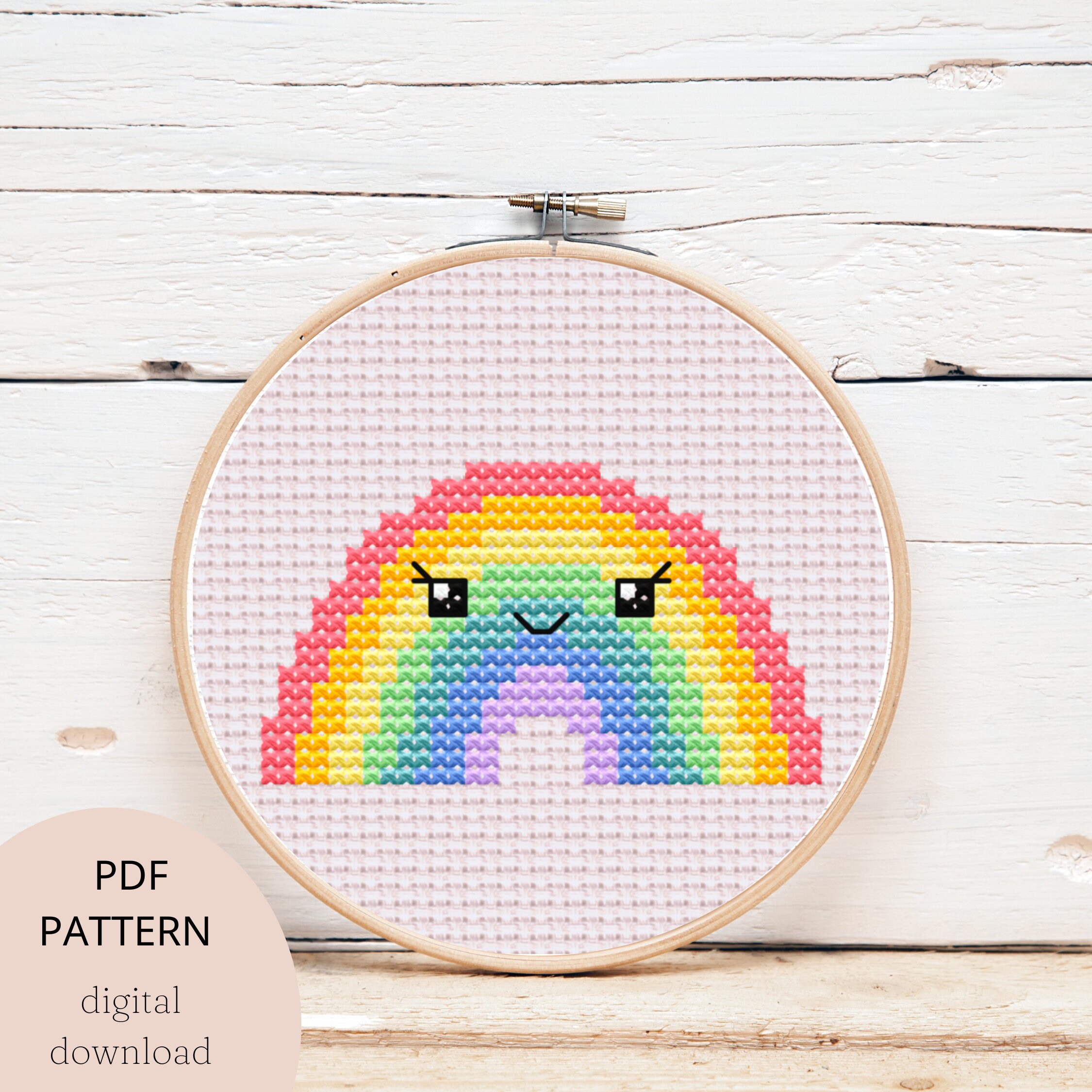 Rainbow Pride Cross Stitch Pattern, Cute Modern Digital Pdf Cross ...