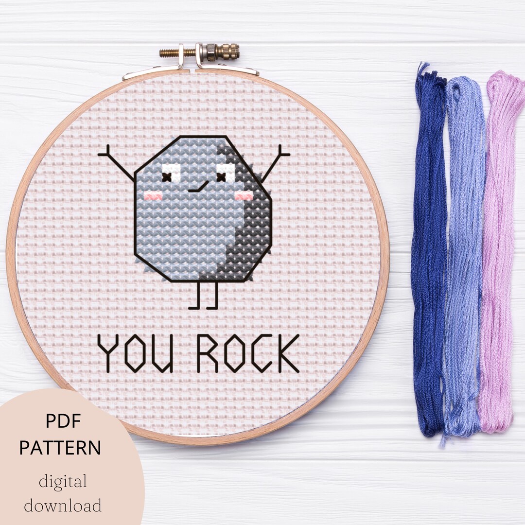 You Rock Pun Cross Stitch Pattern, Cute Modern Digital Pdf Cross Stitch ...