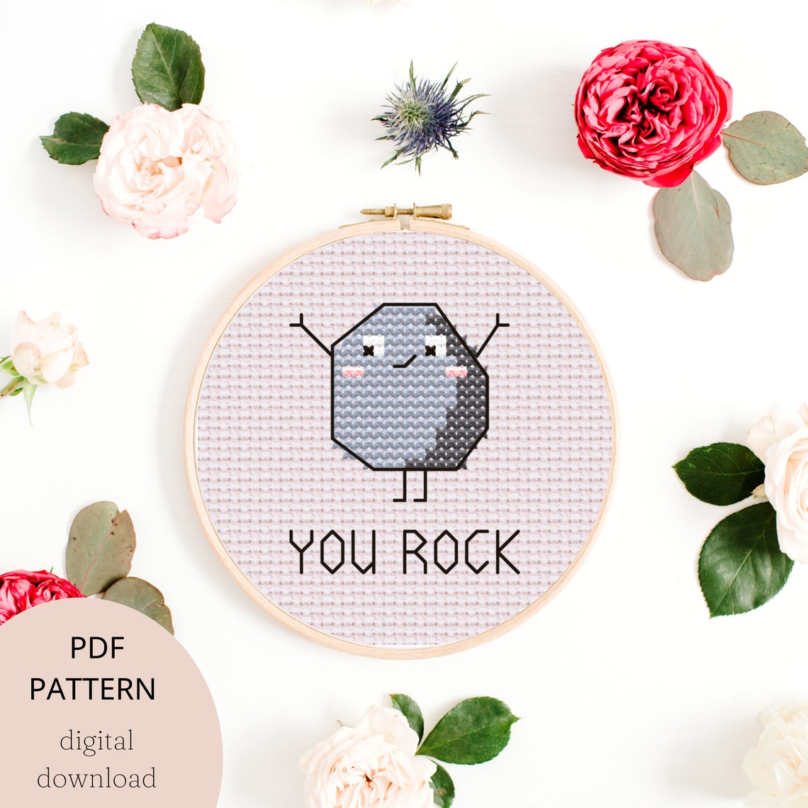 You Rock Pun Cross Stitch Pattern, Cute Modern Digital Pdf Cross Stitch ...
