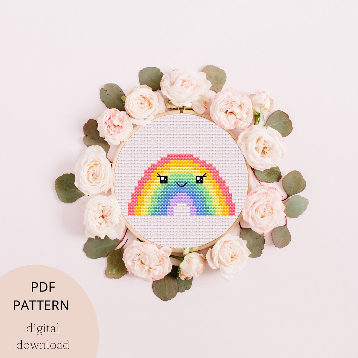 Rainbow Pride Cross Stitch Pattern, Cute Modern Digital Pdf Cross ...