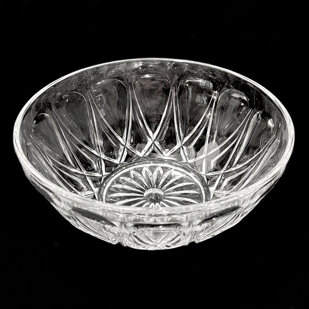 Vintage 1970s Reims France Cut Crystal Serving Bowl Diamond Arches MCM ...