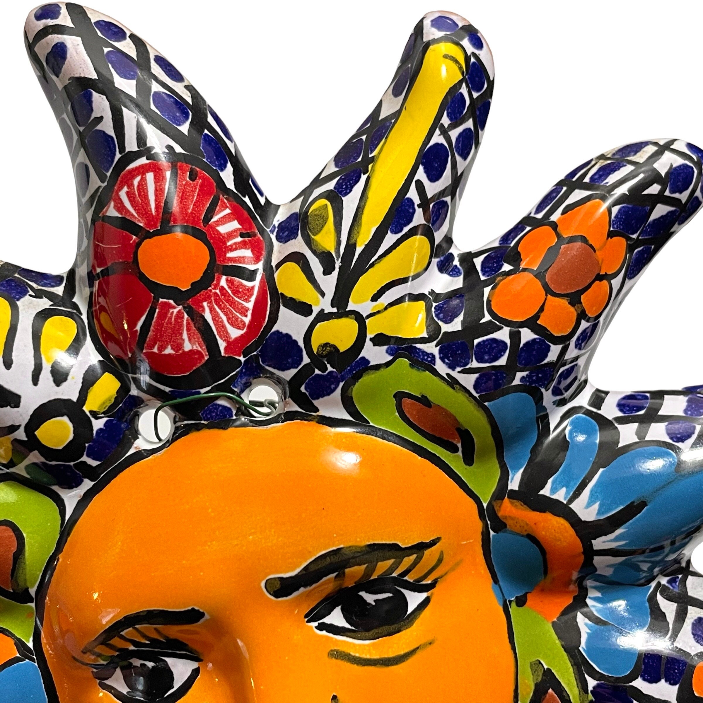 Vintage 1990s Talavera Sun Face Signed by Artist Li Folk Art Mexican ...