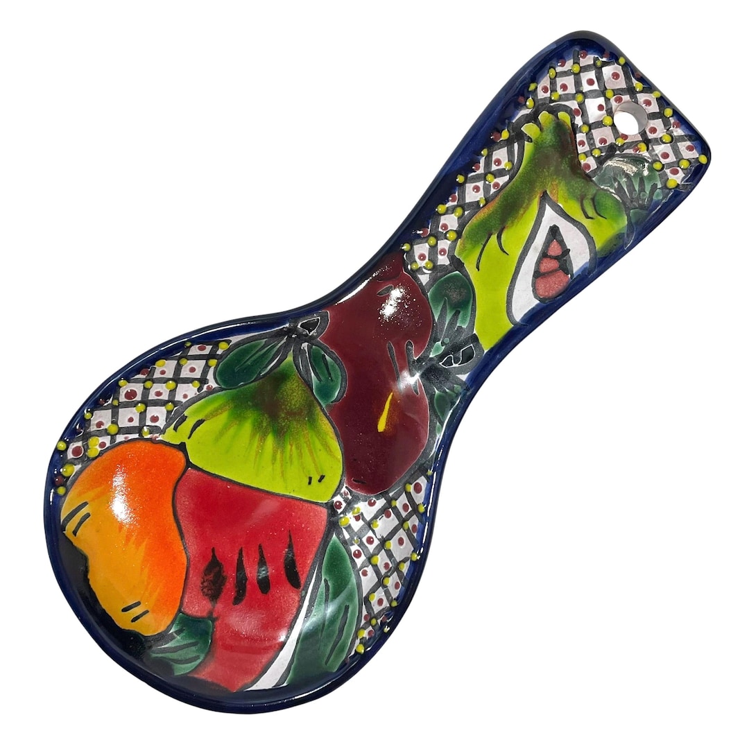 Vintage 1990s Talavera Mexican Folk Art Pottery Signed Colorful Spoon ...