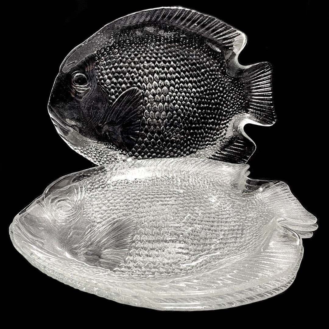 Vintage 1970s Arcoroc "poisson" Set 4 Dinner Plates 10 1/2" France Fish ...