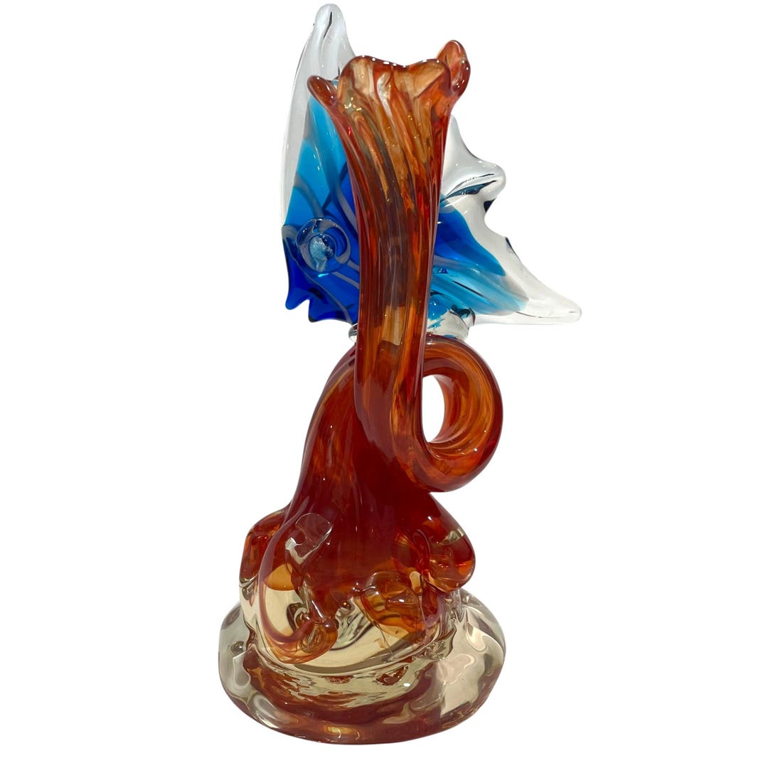 Vintage 1990s Hand Blown Art Glass Tropical Angel Fish Figurine ...