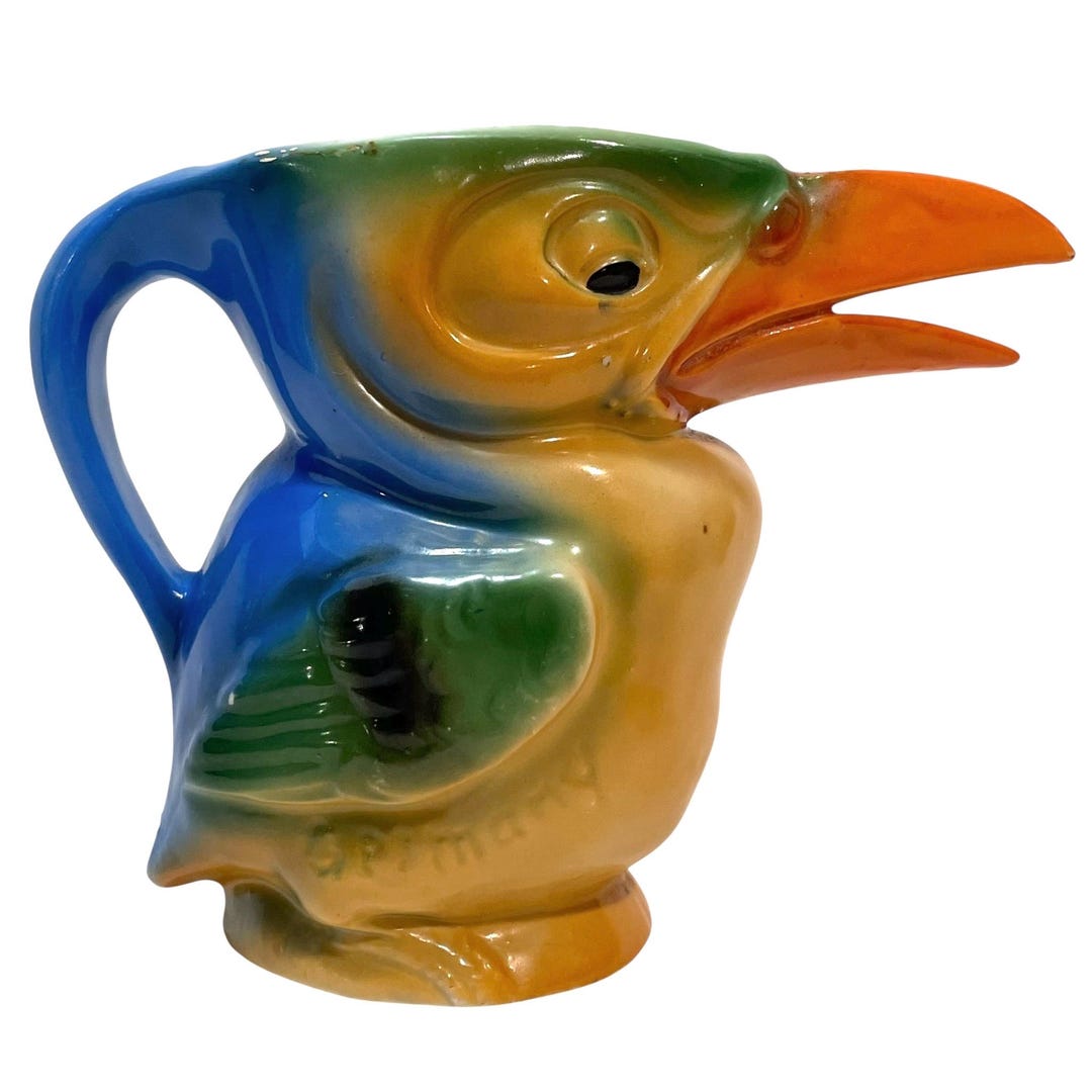 Vintage 1930s German Colorful Toucan Bird Art Pottery Creamer/pitcher ...