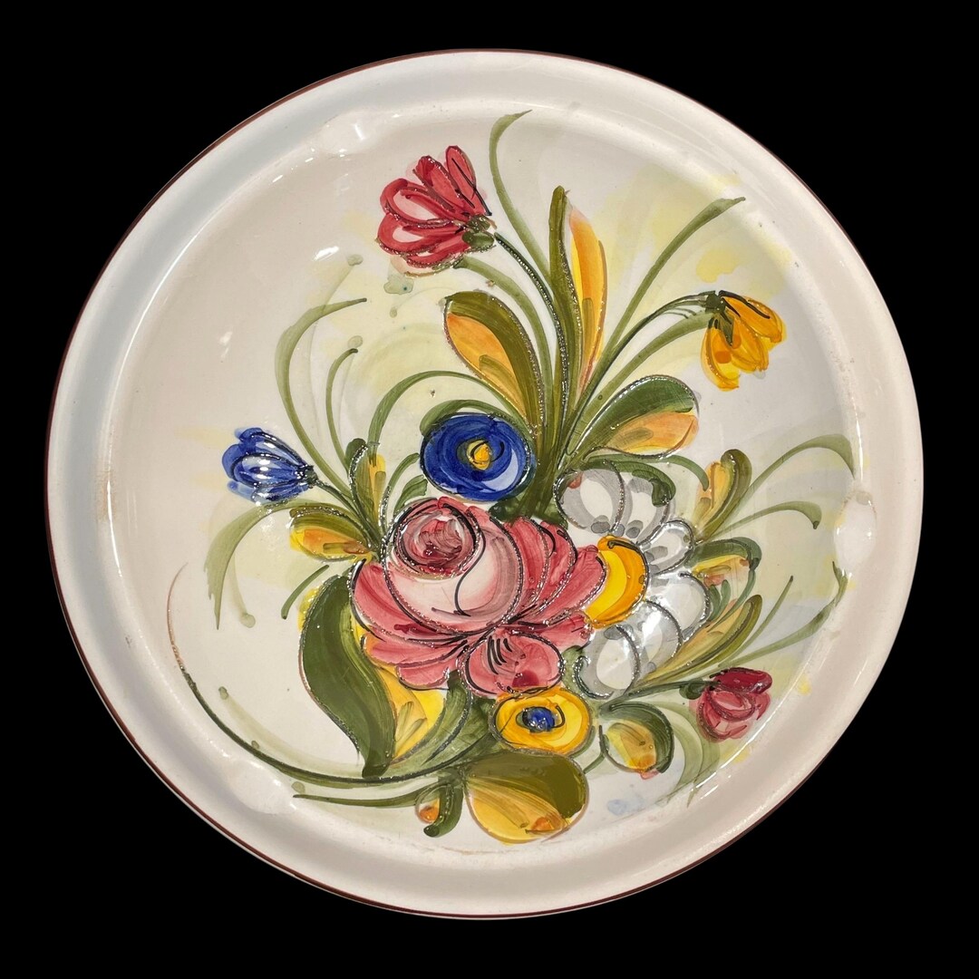 Vintage 1960s Castelli Pottery Art Italian Floral Terracotta Ashtray ...