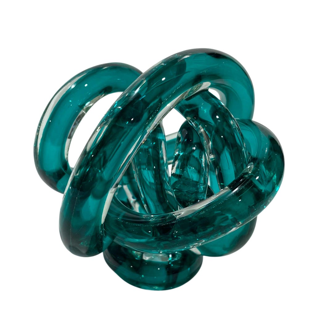 Torre & Tagus Art Glass Orbit Glass Teal Infiniti Ball Rope Paperweight ...
