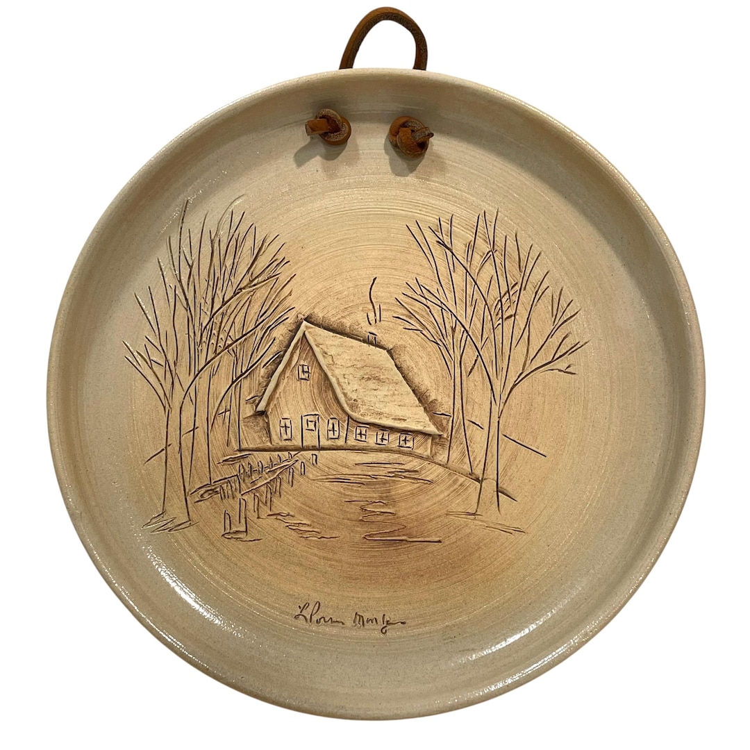 Vintage 1970s Signed Studio Pottery Art 8" Wall Plate - Rustic Cottage ...