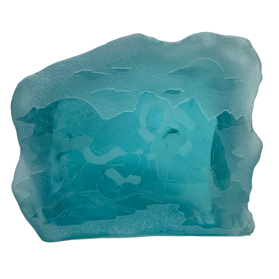 Vintage 1980s Signed Siku Inuit Art Glass Carving Sculpture 6.8lb Made ...