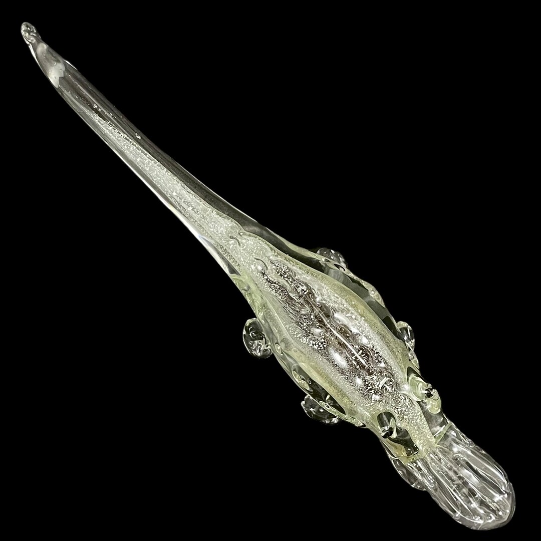 Vintage 1980s Art Glass Alligator/crocodile 12" Figurine - Clear Glass ...