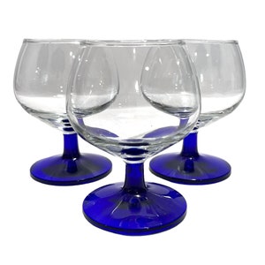 Vintage 1990s Crisa by Libbey Cobalt Blue Stemware Set of 3 Short Wine ...