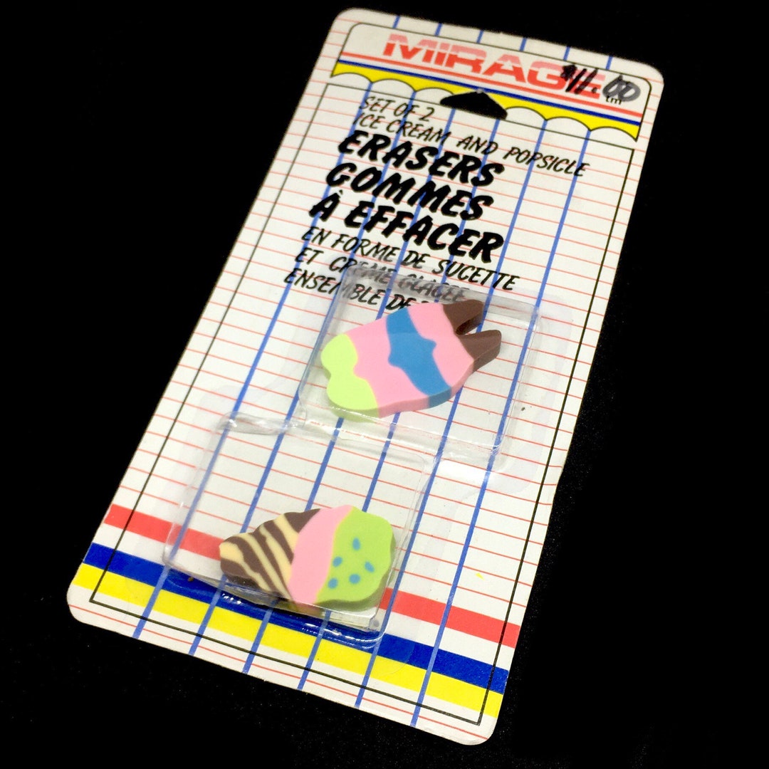 Vintage 1980s 3D Erasers Popsicle Ice Cream Cone Pastel Original ...