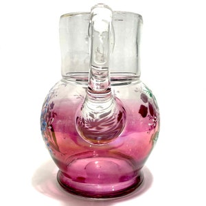 Antique 1880s Victorian Hand Blown Unique Glass Pitcher Hand Painted ...