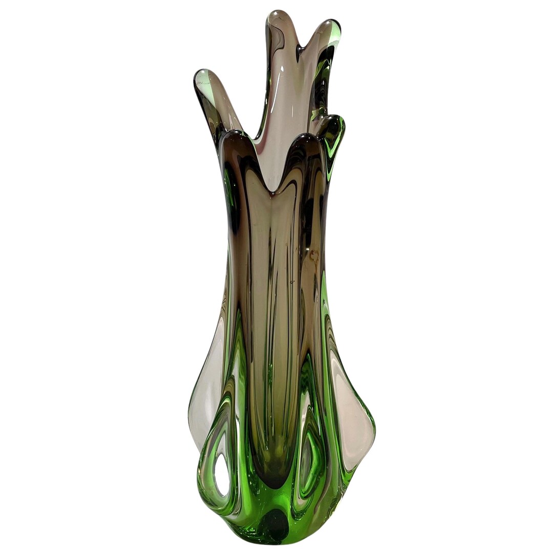 Vintage 1960s Murano Art Glass Sommerso Stretch Fingers Swung Vase 11 ...
