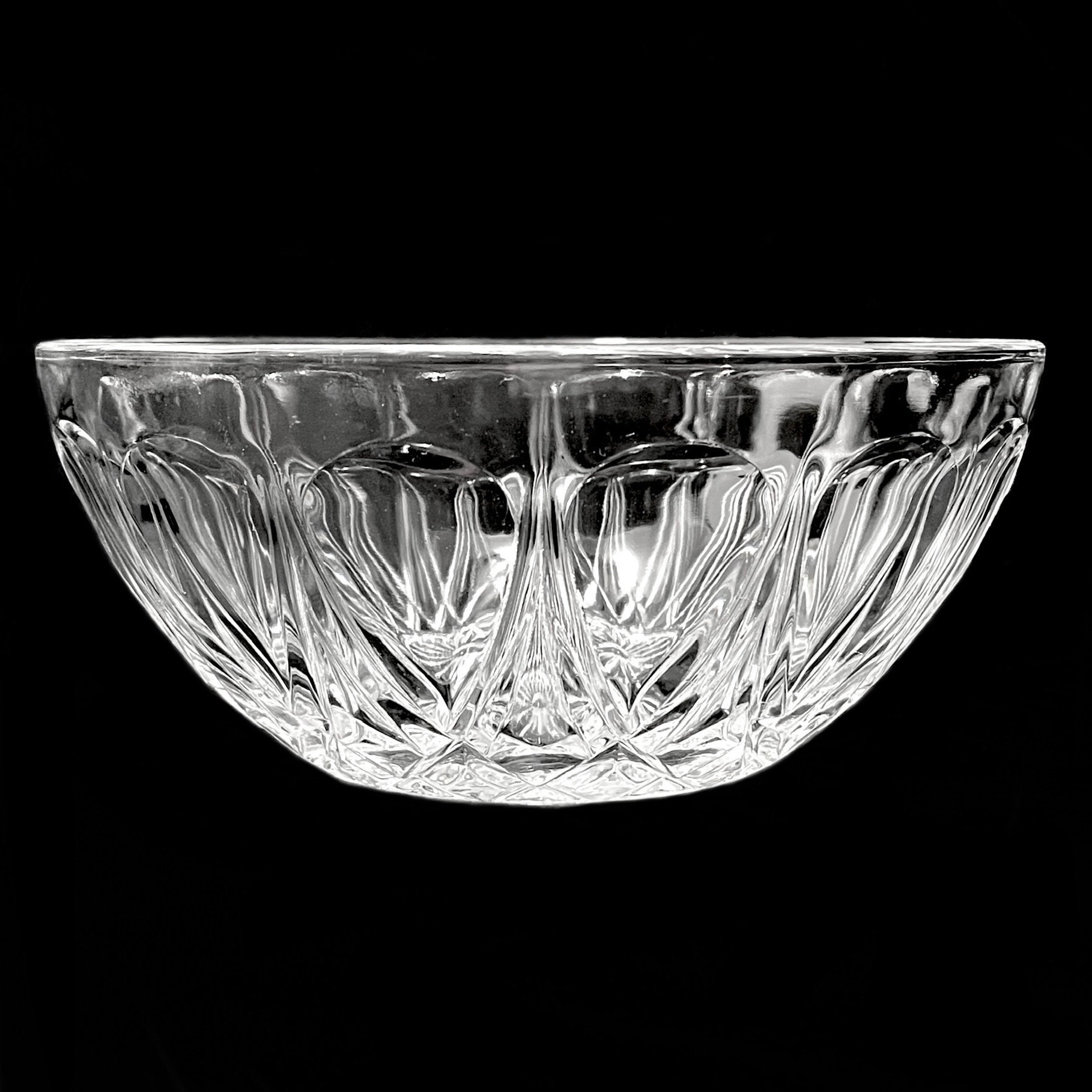 Vintage 1970s Reims France Cut Crystal Serving Bowl Diamond Arches MCM ...