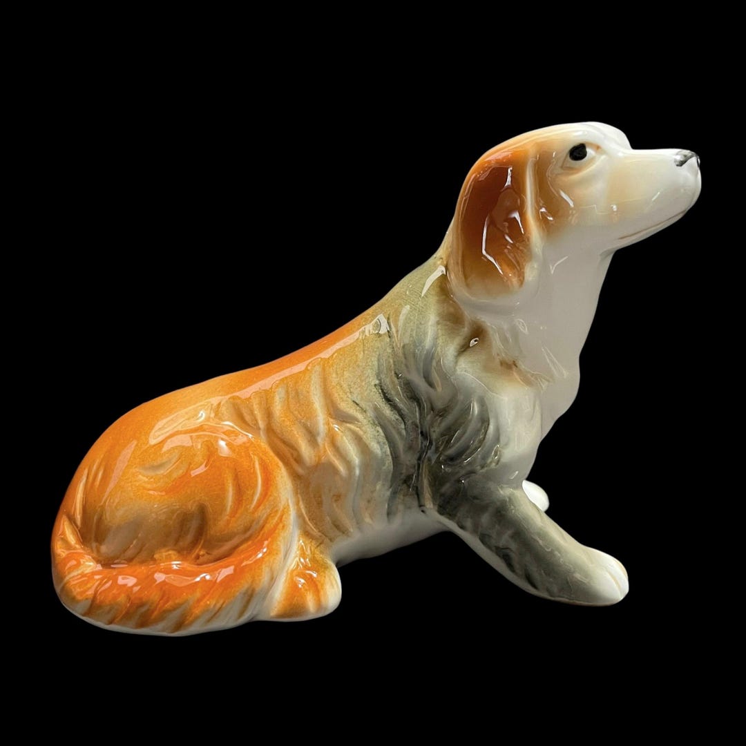 Vintage 1950s Bone China Retriever Dog Small Figurine - Made in Japan ...