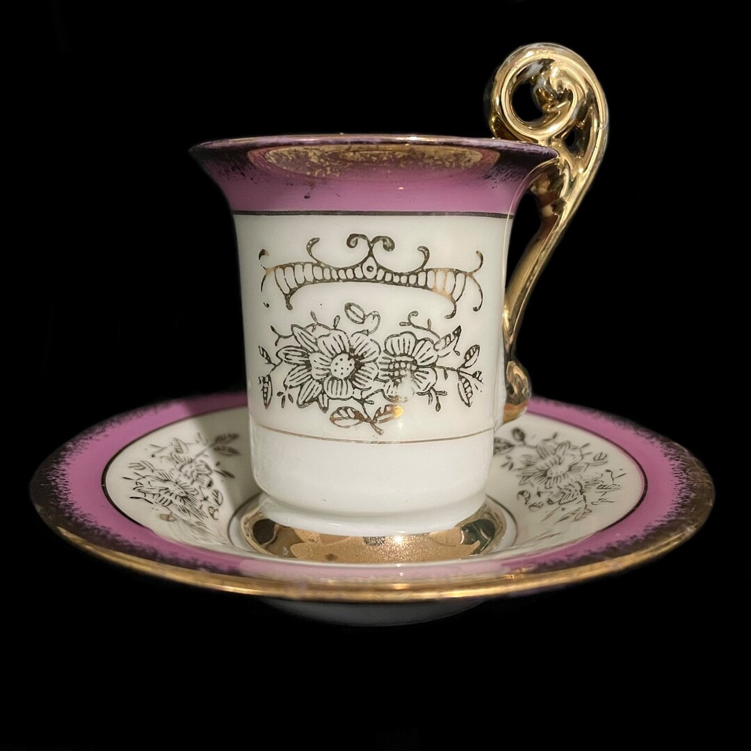 Vintage 1950s Royal Crown 1280 Vienna Porcelain Gold & Pink Demitasse ...