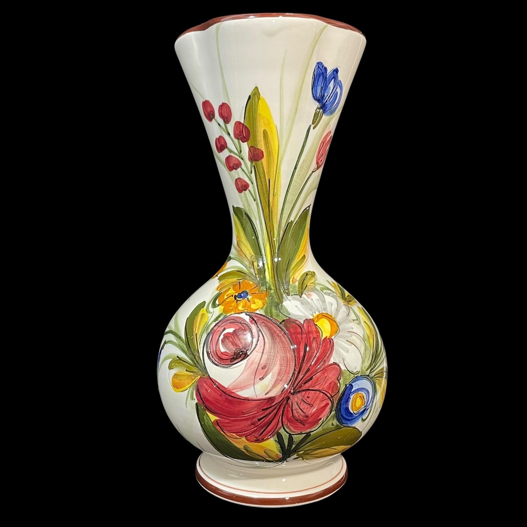 Vintage 1960s Castelli Pottery Art Italian Floral Terracotta Vase ...